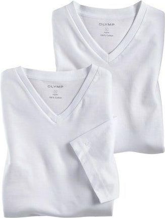 Olymp T-Shirt Casual (Packung, 2-tlg., 2er) mit Ton-in-Ton Logostickerei am Ärmel