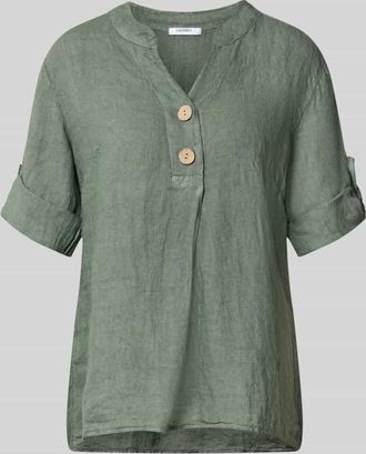 Zabaione Relaxed Fit Leinenbluse mit V-Ausschnitt Modell Is44sii