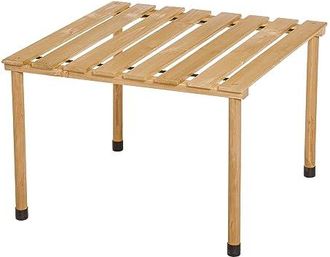 OUTSUNNY Table Basse de Jardin Pliable Table de Camping Plateau à Lattes dim. 58L x 58l x 40H cm Sac Transport Inclus Bois Sapin pré-huilé Montage Rapide