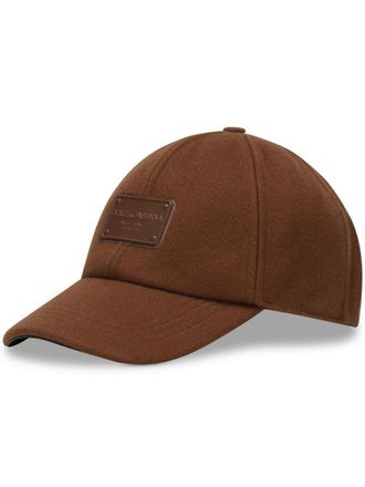 Dolce & Gabbana casquette en laine à plaque logo - Marron