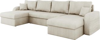 Mirjan24 Ecksofa Kristofer U Cord, Design Eckcouch Couch mit Schlaffunktion, DREI Bettkasten, Wohnlandschaft, Bettfunktion, U-Form Sofa, Seite Universal, Farba