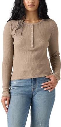 Levi's Femme Dry Goods T-Shirt à col Tunisien gaufré Taupe Gray Heather Bros B2371 Brown XS