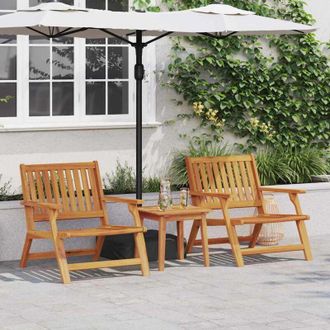 vidaXL Ensemble de repas ext&eacute;rieur 2 pcs Marron Bois dAcacia Massif Vidaxl