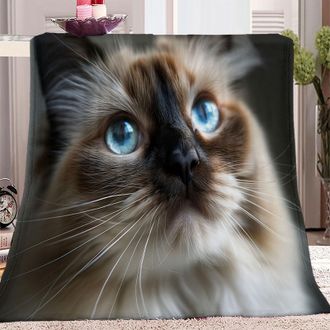 Generic Decke Tiere Katze Hebt Den Kopf Bunt, Super Weiche Warm Flanell Druck Decke Kuscheldecke Bettdecke Couchdecke Reisedecke f&uuml;r Ganzjahresdecke 180 x 200