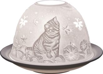 Kerzenfarm Hahn plaristo Kätzchen Teelichthalter mit 6,5 cm hoch Porzellan Dome Light, weiß