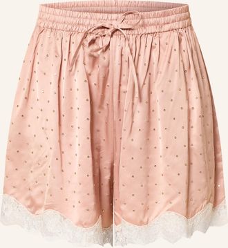 Sandro Sandro Satinshorts Mit Schmucksteinen Und Spitze beige