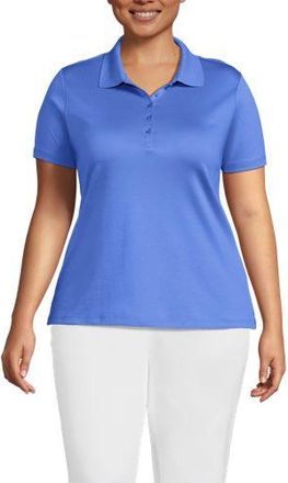 Lands End Supima-Poloshirt, Damen, Größe:48-50 plus, Blau, Baumwolle, by Lands End