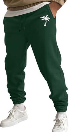 Generic Pantalon de jogging pour homme coupe droite pour entra&icirc;nement et usage quotidien Taille &eacute;lastique Pantalon de surv&ecirc;tement extensible confortable, Vert