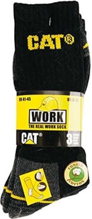 CAT Caterpillar Real Work Arbeitssocken 3er Pack Chaussettes, Noir (Black), 41-45 EU (Lot de 3) Homme