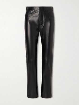 Tom Ford Pantalon Droit En Cuir - Noir