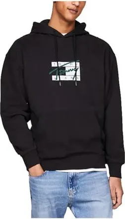 Tommy Hilfiger TJM RLX GRAFFITI SIGNATURE HOOD Sweat-shirt pour homme, noir, M, Noir/transparent, M