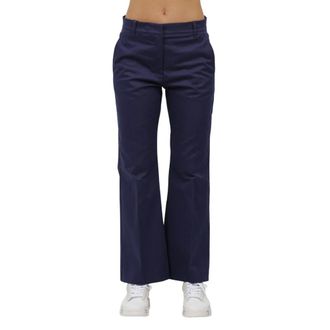 Max Mara Ausgestellte Gabardine-Stretchhose - - Trousers - Damen - Blau - L