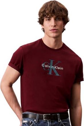 Calvin Klein T-Shirt Manches Courtes Homme Monologo Tee en Coton, Rouge (Deep Rouge), XL