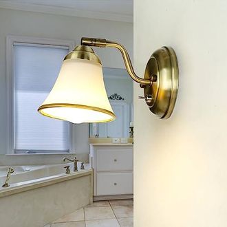 Licht-Erlebnisse Applique salle de bain r&eacute;glable avec interrupteur &agrave; bascule, lampe miroir, art nouveau, orientable, bronze, faible &eacute;blouissement, verre, E14, lampe de