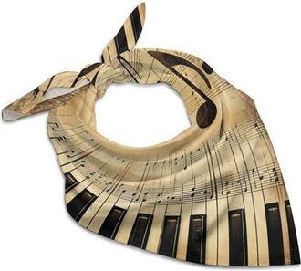 Generic Écharpe carrée vintage en soie légère avec note de musique pour cheveux respirant Cadeau pour homme et femme, multicolore, 60x60cm