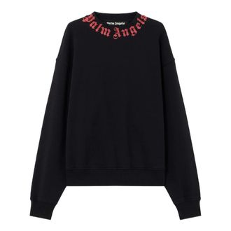 Palm Angels Homme, Sweatshirts et sweats &agrave; capuche, Noir, Taille: XS Regular Crew SweaT-shirt