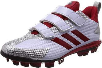 adidas Adizero Point AC Chaussures de baseball &agrave; crampons moul&eacute;s (Crystal White/Power Red/Silver, UK Footwear Size System, Adulte, Homme, Num&eacute;rique, M, 7), C