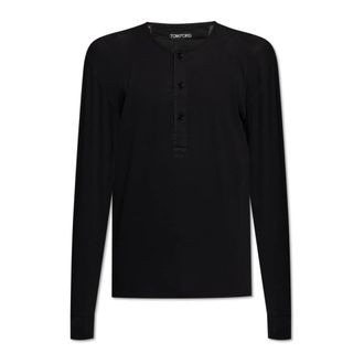 Tom Ford Homme, Tops, Noir, Taille: XL T-shirt à manches longues côtelé