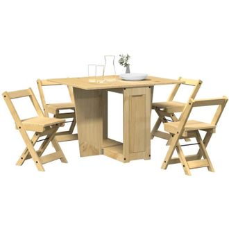 vidaXL Vidaxl - Ensemble &agrave; manger papillon 5 pcs pliable en bois de pin - Table extensible avec rangement - Chaises pliables pour gain de place