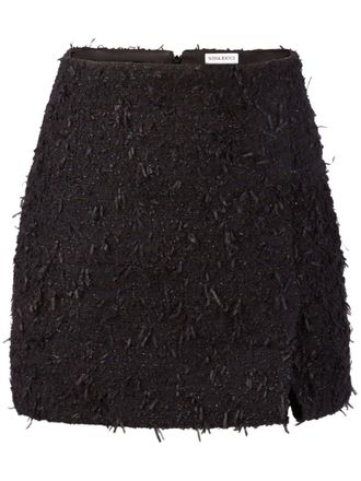 Nina Ricci jupe courte en tweed &agrave; d&eacute;tails effiloch&eacute;s - Noir
