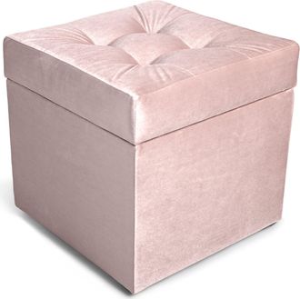 MG Design Polsterhocker 45 x 45 cm Rosa mit Stauraum (ca. 50 L), belastbar bis 300 kg, sofort einsatzbereit & pflegeleicht - für Wohnzimmer, Schlafzimmer & Flur