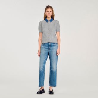 Sandro Cardigan à col en denim