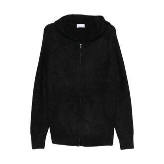 7 For All Mankind Fuzzy Zip Hoodie - - Knitwear - Damen - Schwarzk - XS