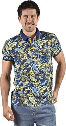 Scott Polo Coton Motif Fantaisie Manches Courtes Homme Popole (FR/ES, Alpha/Lettres, TG, Taille Normale, Taille Normale, Bleu)