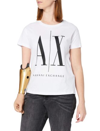 A|X Armani Exchange Damen Icon Project T T-Shirt, Wei&szlig;, M