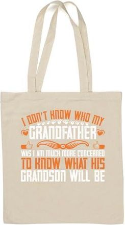 Generic Sac fourre-tout en coton naturel avec slogan « I dont know who my grandfather was parent father » Blanc