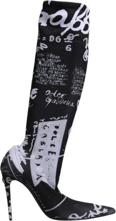 Dolce & Gabbana Bedruckte Sock Boots High Heel Style - - Shoes - Damen - Schwarzk - 36 EU