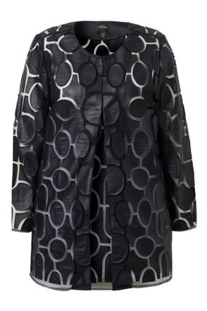 Ulla Popken Sommerjacke Jacke Lederoptik A-Linie Rundhals Hakenverschluss