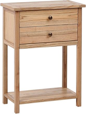 Beliani Console Rustique avec 2 Tiroirs 74 cm Table Campagne Bois Clair Salton