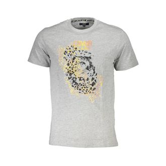 Cavalli Braunes Baumwoll Herren T-Shirt - - Tops - Herren - Grau - XL