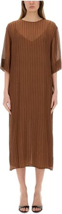 Alysi Femme, Robes, Brun, Taille: 36 FR Creponne Pinstripes Dress