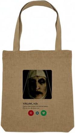 Fabulous Sac Shopping Tote Bag Aspect Lin - Valak Nonne Horreur Film R&eacute;seau Social Rencontre Amour - Sac de Courses Toile Epaisse 360g Beige Naturel Cabas Port