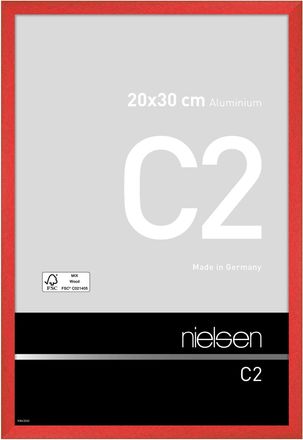 Nielsen Design Bilderrahmen, 20 x 30 cm, Aluminium, Rot glanz, Fotorahmen zum Auftstellen und Aufhängen im Hoch- & Querformat, Echtglas, C2
