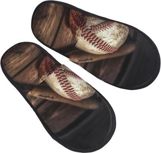 Generic Pantoufles Baseball Sur Bois Confortable Pantoufles En Coton Doux Chaussons Pour Hiver Outdoor De Camping L