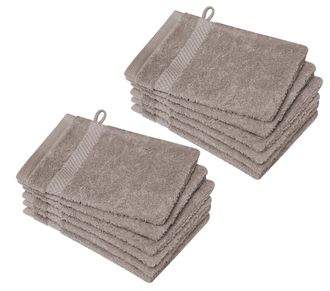 Dyckhoff Waschhandschuh Set Planet, 12 St&uuml;ck, 16 x 21 cm, 450 g/m&sup2;, 100% Baumwolle, Frottierserie, hochwertige Qualit&auml;t, Farbe: Taupe
