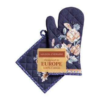 Maison d'Hermine Maison dHermine Ofenhandschuh(19cm x 33cm) & Topflappen(20cm x 20cm) K&uuml;chenhandschuh aus 100% Baumwolle Topflappen, hitzebest&auml;ndig f&uuml;r Bankett, Pumpki