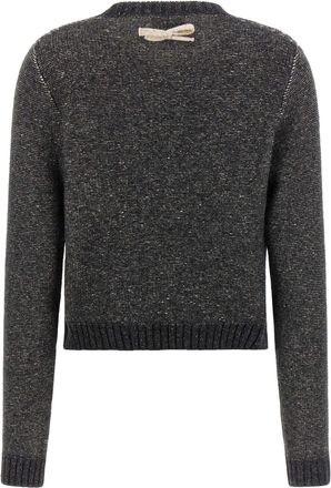 Moschino Bow-Embellished Diamond Pattern Sweater - charcoal