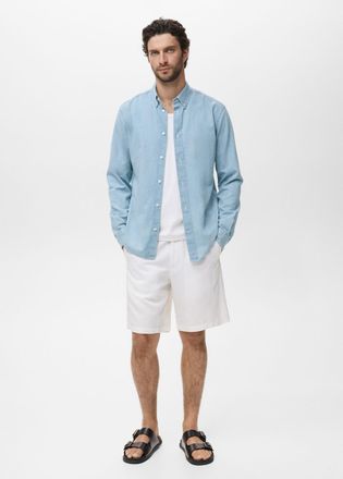 Mango Chemise en jean regular-fit bleu clair - Homme - L - MANGO MAN