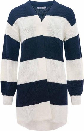 Zwillingsherz Cardigan Katja One Size, Wollanteil, Langarm, Blockstreifen, ohne Verschluss