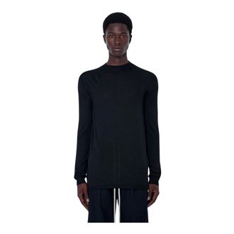 Rick Owens Homme, Pulls, Noir, Taille: L Pull en maille fine &agrave; col rond