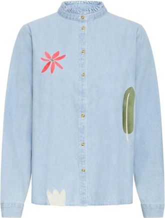 Ichi Ichi, Femme, Blouses et Chemises, Bleu, Taille: 46 FR Blouse &agrave; Imprim&eacute; Botanique