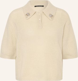 Luisa Cerano Luisa Cerano Strick-Poloshirt Mit Schmucksteinen gelb