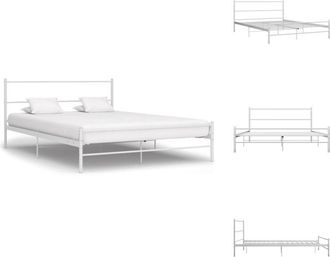 vidaXL Bettgestell Wei&szlig; Metall 140&times;200 cm - Metallbetten - Doppelbett - Wei&szlig;es Bettgestell - Bettgestell 140x200 - Bettrahmen