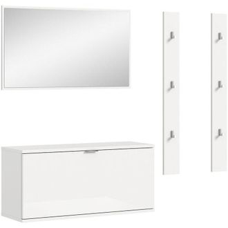 ebuy24 ProjektX Garderobenm&ouml;bel Set 3 Teile wei&szlig; Hochglanz