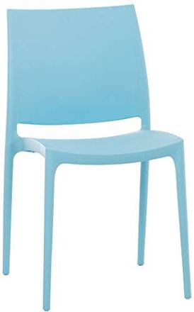 Clp Chaise DExtérieur Empilable Maya en Plastique I Chaise De Balcon Résistante Aux UV I Chaise De Terrasse, Couleur:Bleu Clair