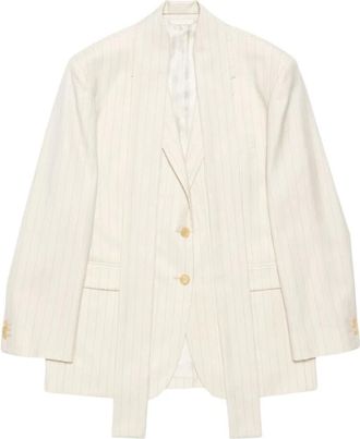 Acne Studios Femme, Vestes, Beige, Taille: 38 FR Blazer &agrave; Rayures avec &Eacute;charpe